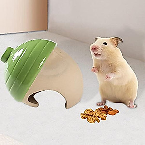 yanguilai Hamster Hideout Cooling Ceramic House Bed, Gerbils Mice Small Animal Cage Habitat House Décor,B Green Acorn