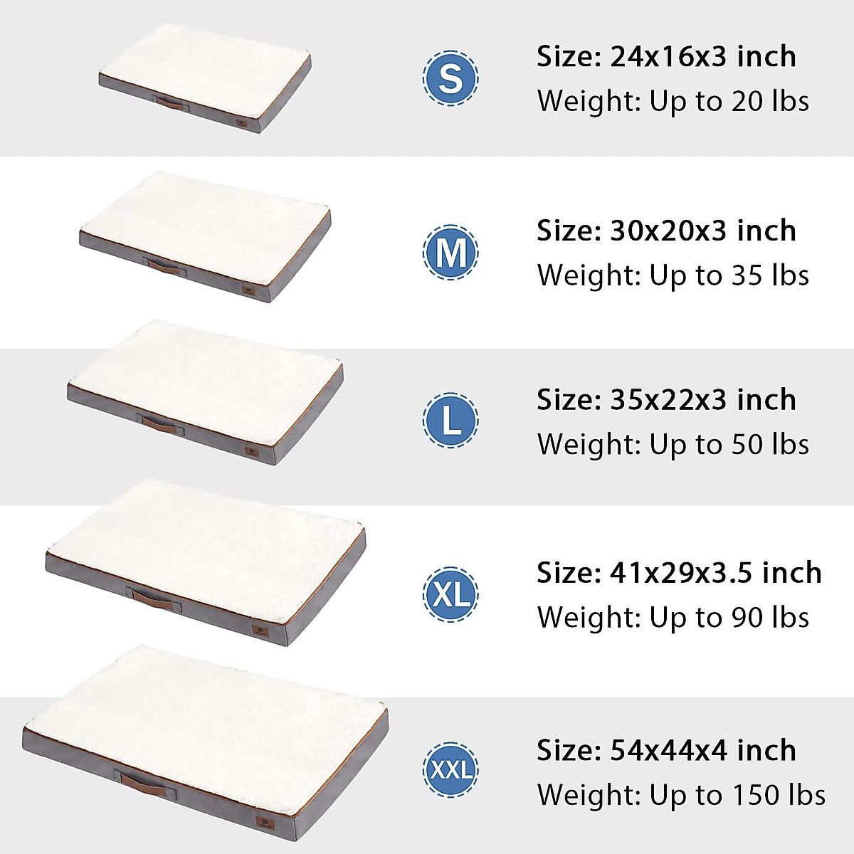 Flat Orthopedic Dog Bed-Memory Foam Dog Bed for Small Dogs, Dog Bed for Crate with Waterproof Replacement Washable Cover, Soft Comfortable Fluffy Faux Rabbit Fur, Durable, Non-Slip, Egg Crate Foam