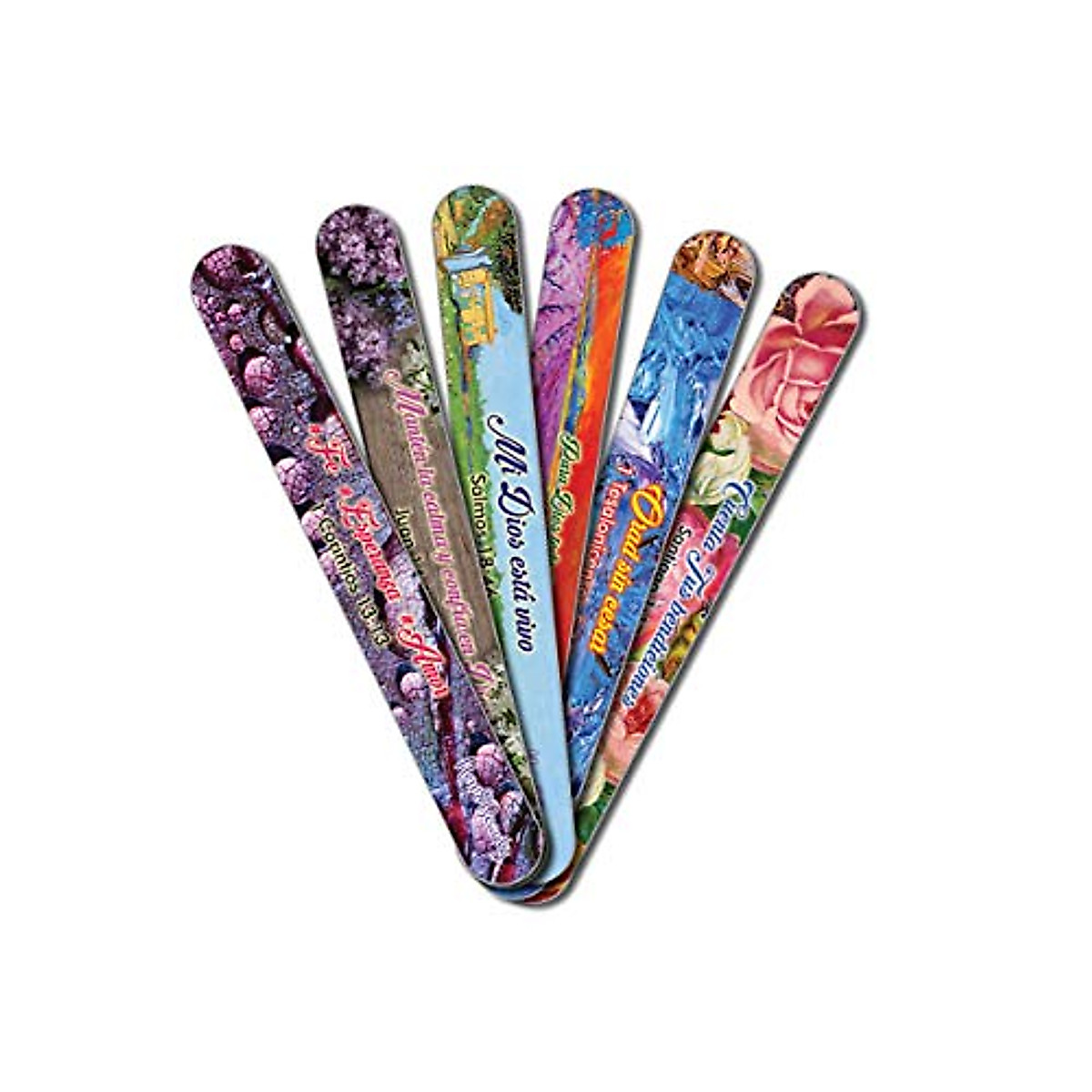 Spanish Christian Emery Board - Faith Hope Love (24-Pack) - 150/150 Grit Colorful Nail File - Nail Spa Party Favors Supplies - Stocking Stuffers Gift for Girls Women Kids Mom Girlfriend Christmas