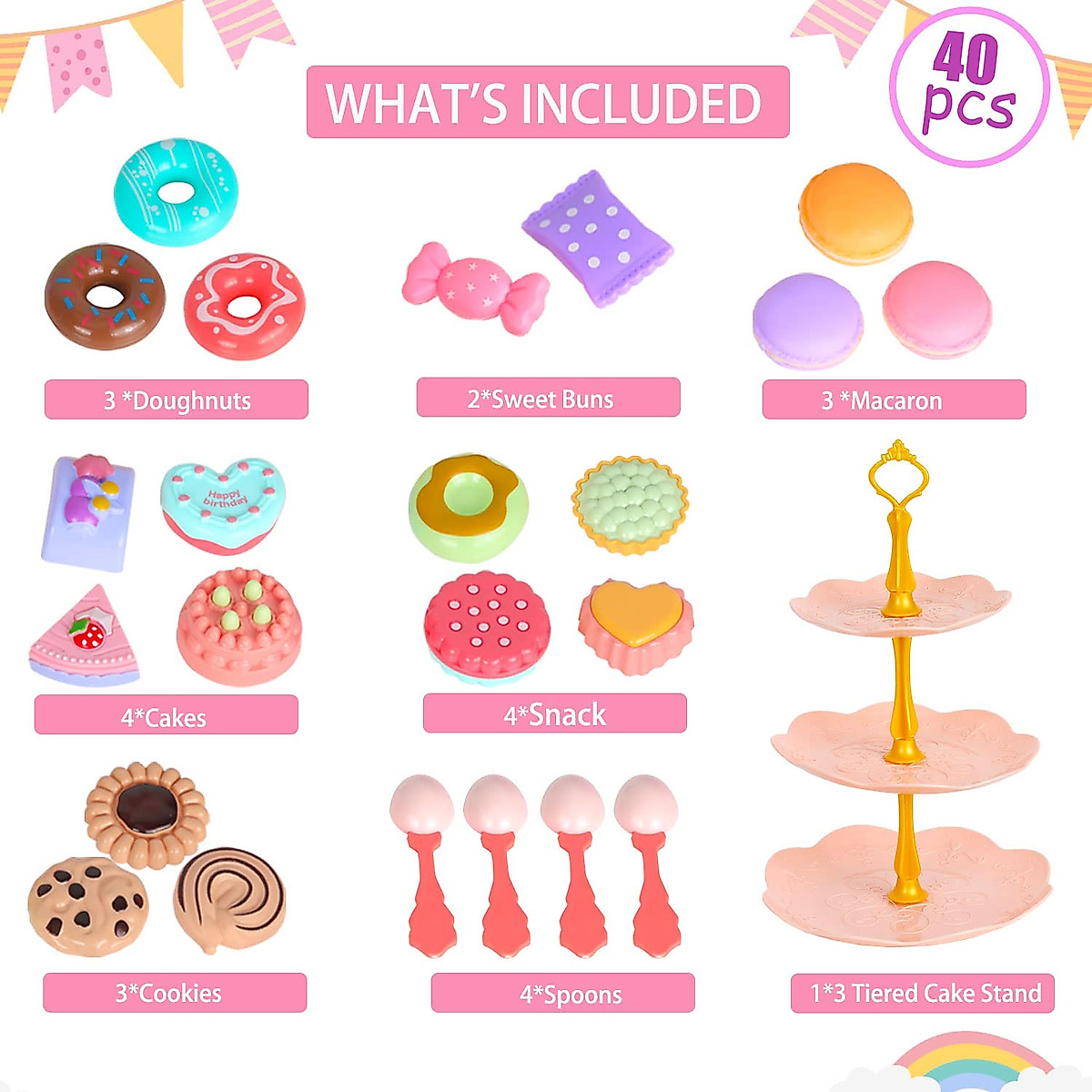 SENLISI Unicorn Tea Party Set for Little Girls,Pretend Tin Teapot Set,Princess Tea Time Toy Including Teapot, Cups, Plates and Carrying Case for Birthday Kids Toddlers Age 3 4 5 6