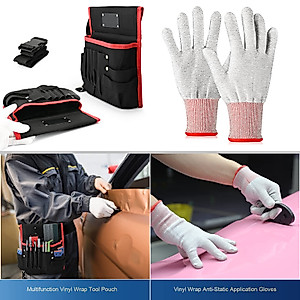 EHDIS Pro Vinyl Wraps Applicator Tool Window Tint Kit for Car Wrapping with Tool Pouch, Tinting Squeegee, Working Gloves,Wrap Stick,Plastic Scraper, Magnet Holder,Film Cutter