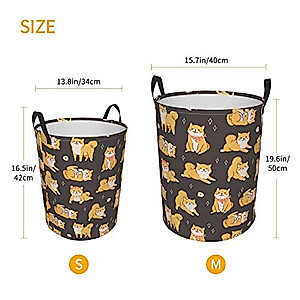 FeHuew Cute Dogs Shiba Inu Collapsible Laundry Basket with Handle Waterproof Fabric Hamper Laundry Storage Baskets Organizer Large Bins for Dirty Clothes,toys,Bathroom