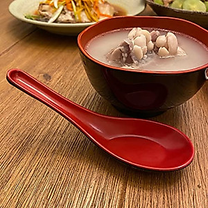 JapanBargain 2384x4, Set of 4 Asian Japanese Chinese Wonton Soba Rice Pho Ramen Noodle Soup Spoons, Black/Red