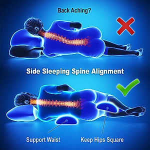 Zenesse Half Moon Bolster Pillow - Superior Knee Pillows for Sleeping for Back Pain. Cooling Gel Memory Foam Knee Bolster Half Moon Pillow with Luxury Cover, Bolster Pillow for Legs, Back, & Knees