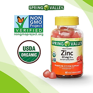 Zinc Adult Organic Vegetarian Gummy, Optimal Immune System Support, 22mg, 60ct (3 Pack) + "Vitamins & Minerals A to Z - Better Idea Guide"