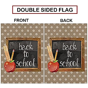 Polka Dot Garden Flag Back to School Chalkboard Apple 12.5 x 18 Inch Burlap Vertical Double Sided Outdoor Decorations Party Deco