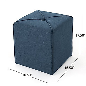 Christopher Knight Home Kenyon Fabric Square Ottoman, Navy Blue 16.5 x 16.5 inch