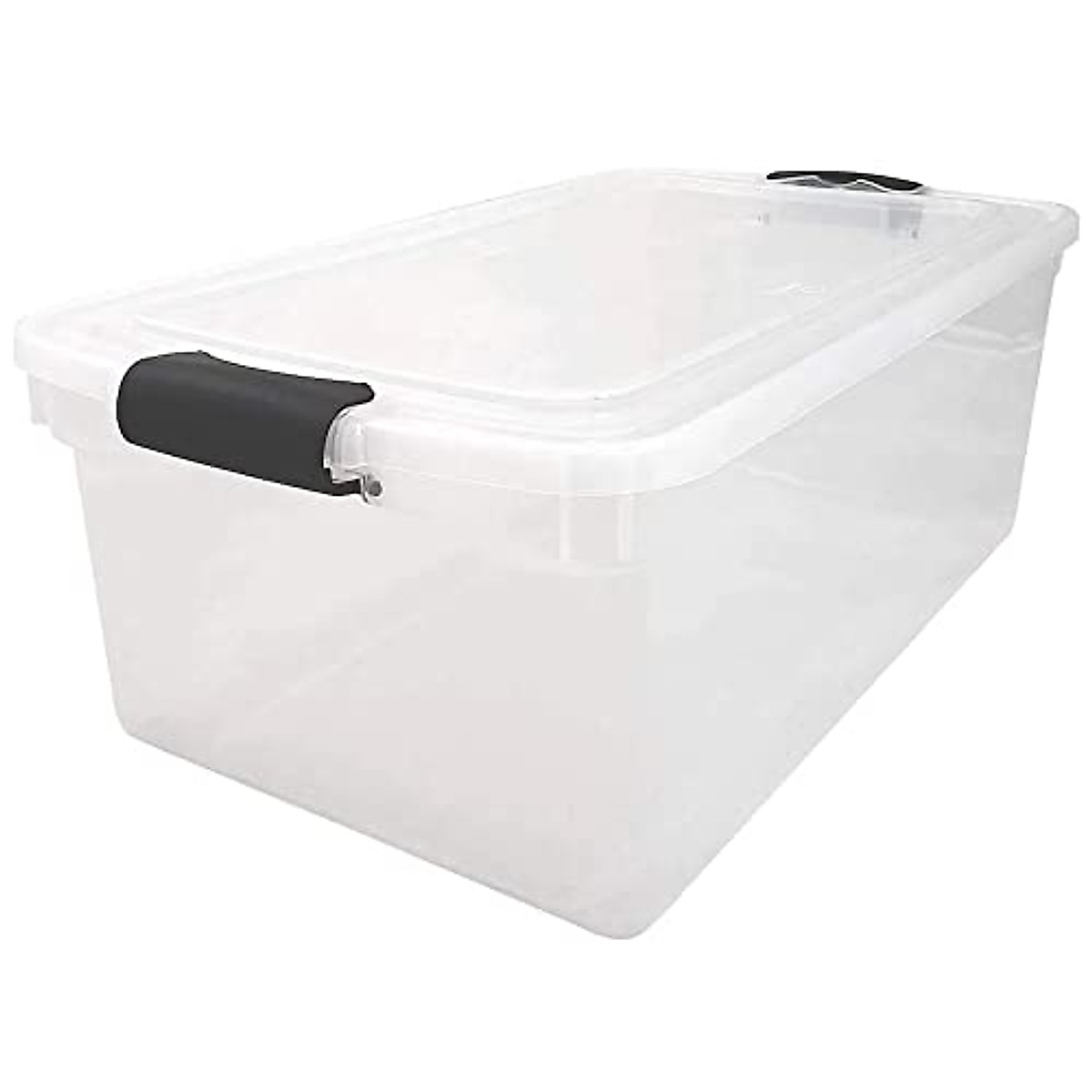 HOMZ Multipurpose 66 Quart Clear Storage Container Tote Bins with Secure Latching Lids for Home or Office Organization (4 Pack)