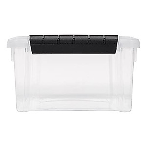 5 Qt. Plastic Storage Box, Stackable Plastic Storage Bins with Secure Lid and Latching Buckles, Nestable Organizing Tote Tub Box Toy General Organization Small,Clear, Set of 14