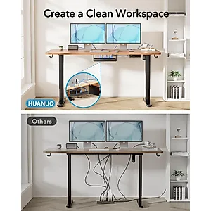 HUANUO Standing Desk Frame with 220lbs Powerful Brushless Motor, Thick T-Shaped Adjustable Desk Legs Made of Automotive-Grade Steel, for Max 75″ x 35″ Desktop, for Home Office, Frame Only