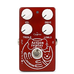 Caline Vintage Distortion Effects Pedal Overdrive Action Replay Electric Guitar Pedal True Bypass Red CP-74 Guitarist gifts