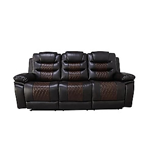 New Classic Furniture Nikko Faux Leather Manual Sofa with Dual Recliner, Brown