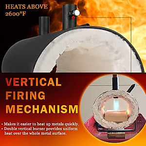 Camoo Double Burner Gas Propane Forge Furnace Blacksmithing Knife Tool Making Farriers Portable Dual Large Capacity, Oval, Deluxe Kit Jewelry Knife