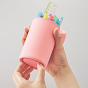 LIHIT LAB Kawaii Japanese Panda Large Stand Up Pencil Case For School Office College, Cute School Supplies, Animal Pen Holder Pencil Pouch Holder Girls, Artist Pencil Case, Panda (A7714-6)