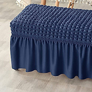 SZJIAHTM Dining Bench Soft Stretch Slipcover with Skirt Polyester Footstool Protector Bubble Lattice Piano Bench Covers for Living Room and Bedroom