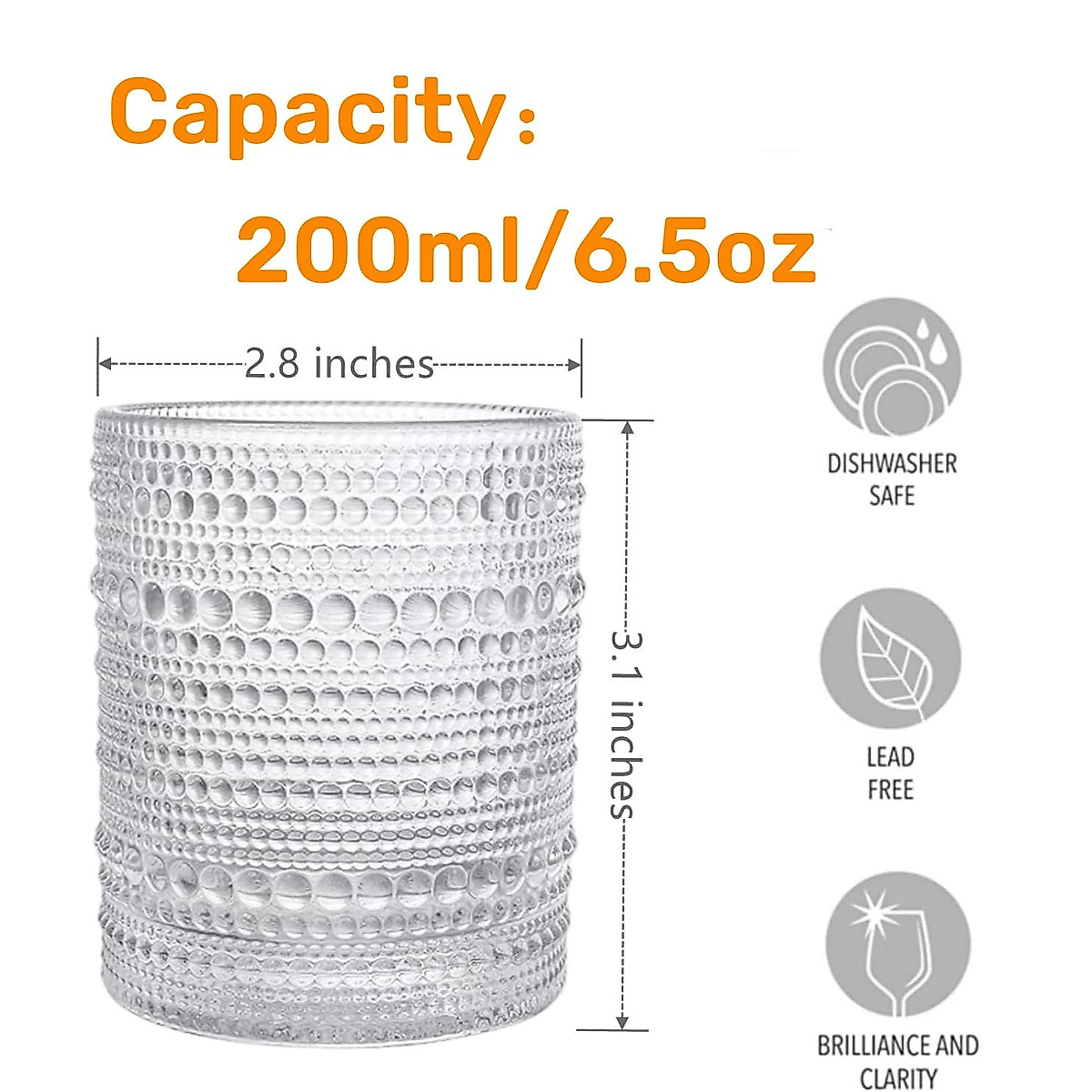 Mini Whiskey Glasses, 6.5 oz（200ml）Scotch Drinking Glasses Set 6, Shot Glasses Bar Set, Brandy Snifter Whiskey Glass for Scotch Bourbon Liquor Tequila Gin Cognac Vodka Cocktail