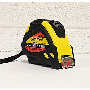 Jet Swet 25-FT Tape Measure Inches & Feet | 1/8" Fractions Marked 1/32" Precision | Auto-Lock Pull to Stay, Magnetic Tip, Retraction Brake, Pro-Grade Heavy Duty, Durable Rubber, Stud Mark Every 16"