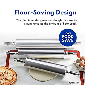 New Star Foodservice 37517 Extra Heavy Duty Restaurant Aluminum Rolling Pin, 15", Silver