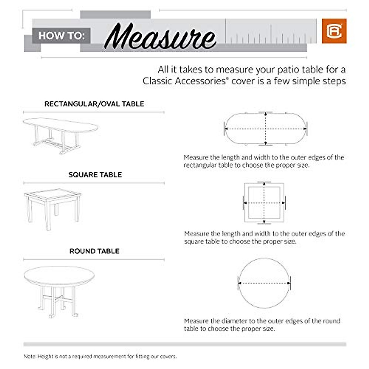 Classic Accessories Ravenna Water-Resistant 84 Inch Rectangular/Oval Patio Table Cover, Outdoor Table Cover