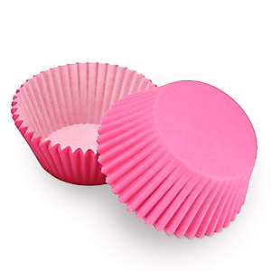 TRUSBER Baking Cups, 100 pieces Paper Cupcake Liners Wrappers Nonstick Muffin Molds Baking Cup Holders for Wedding, Birthday, Baby Shower or Holiday Party (Pink)