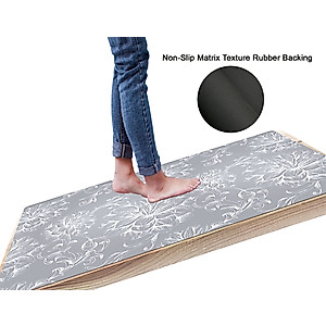 Cosilyt 1/10" Ultra Thin Extra Large 3×5 Feet and 24"×35" Front Door Mat Indoor Entryway Area Rug for Inside Entry, Waterproof Non Slip Washable Rubber Interior Door Mats, Baroque Grey