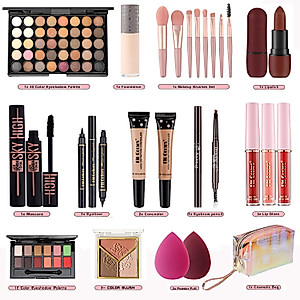 All in One Makeup Kit for Women Full Kit, Multipurpose Makeup Gift Set, Beginner-Friendly Cosmetic Set with Eyeshadow, Lipstick, Eyeliner, Mascara & Brushes – Travel-Friendly & Complete Makeup Set