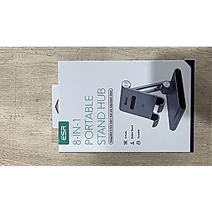 ESR 8-in-1 Portable Stand Hub, USB C Hub with Adjustable Stand, 100W PD Charging, 2 USB 3.0 Ports, 4K HDMI, 3.5-mm Jack, SD/microSD Card Slots, Compatible with iPad 10, iPad Pro, and Other USB-C iPads