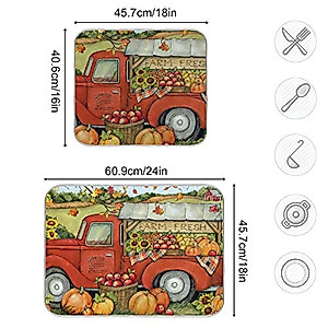Dish Drying Mats for Kitchen Counter Absorbent Reversible Dishes Drainer Pad Autumn Fall Sunflower Pumpkin 16 x 18 In 2030325