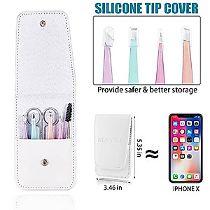 Tweezers for Women 6PCS, Professional Tweezers for Eyebrow, Precision Eyebrow Tweezers Set for Eyelash/Ingrown Hairs/Splinter/Facial Hair Removal, Stainless Steel Women Tweezers by MAYKI