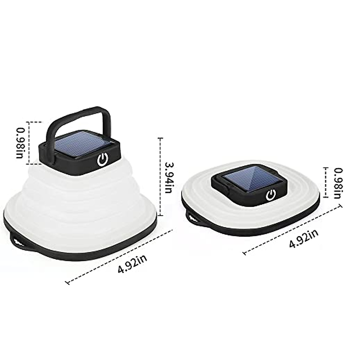 Solar Camping Lanterns, Portable Collapsible Waterproof Camping Lights, USB Rechargeable or Solar Power Camping Hanging Lamp for Camping Hiking Fishing Travel