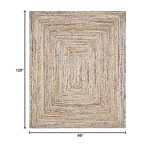 SAFAVIEH Cape Cod Collection Area Rug - 8' x 10', Beige & Multi, Handmade Boho Braided Jute & Cotton, Ideal for High Traffic Areas in Living Room, Bedroom (CAP202B)