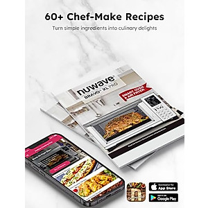 Nuwave Bravo XL Pro Air Fryer Toaster Oven, Improved 100% Super Convection, Quicker & Crispier Results, 100 Presets, Multi-Layer Even Cooking, 50-500F, Smart Probe, PFAS Free, 30QT, Stainless Steel