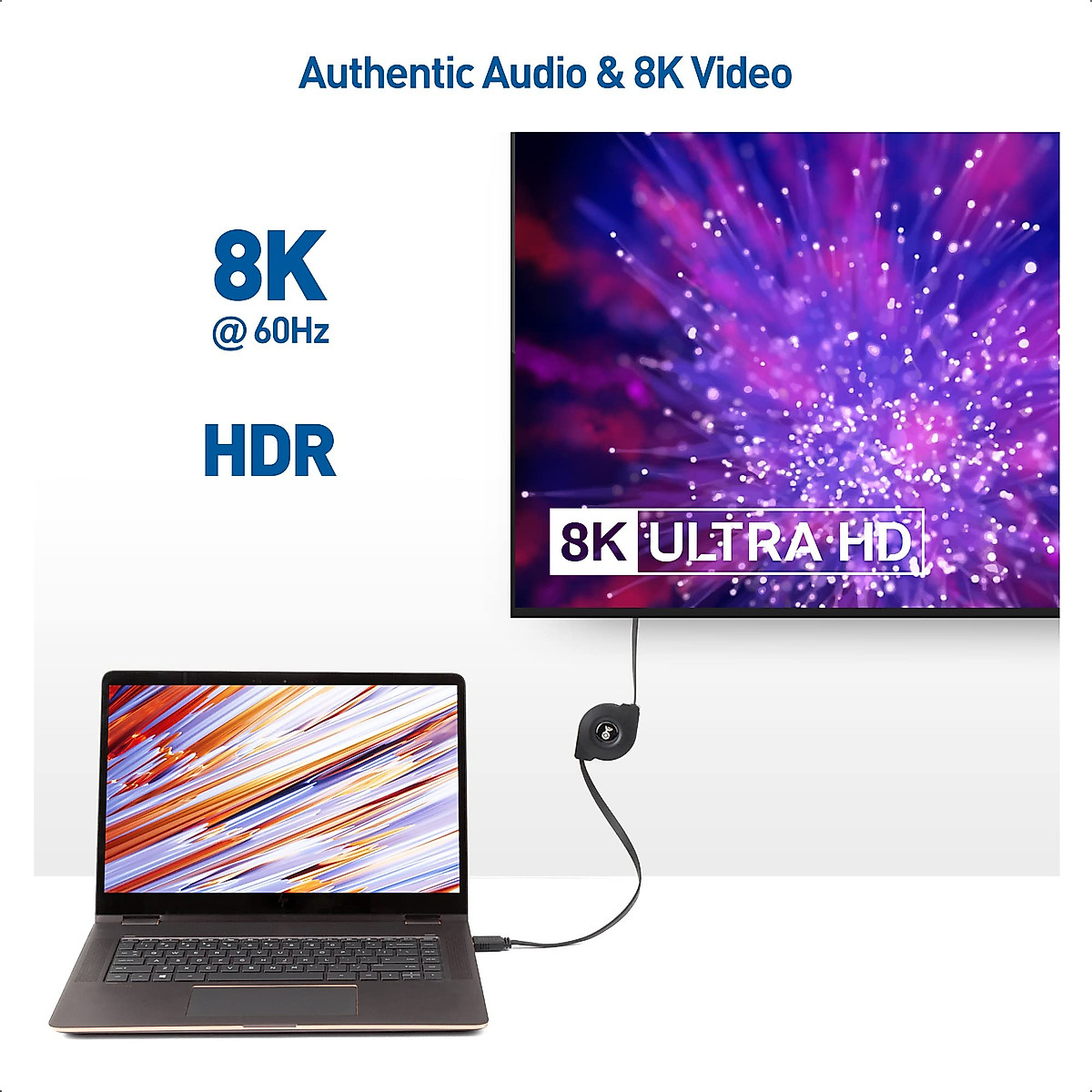 Cable Matters 8K 60Hz / 4K 120Hz Retractable HDMI Cable with HDR Support - 3.3 Feet