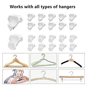20 Pcs Hanger Hooks for Saving 7X Closet Space fits All Hangers, Value Pack Space Saving Closet Hanger Organizers for Hanger Connection, AS SEEN ON TV, Space Frog & Diamond for hangers, White