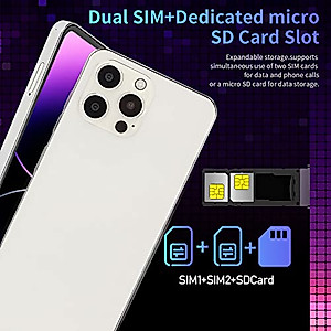 Mobile Phone, 100V to 240V Dual Card Dual Standby Face Unlock Smartphone with Lithium Battery 4000mAh for Playing Games (White)