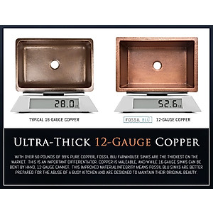 FSW1105 LUXURY 33-INCH HEAVY 12-GAUGE MEDIUM PATINA COPPER FARMHOUSE SINK, INCLUDES ACCS, FLAT FRONT