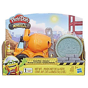 Play-Doh Wheels Mini Cement Truck Toy with 1 Can of Non-Toxic Cement Colored Buildin' Compound