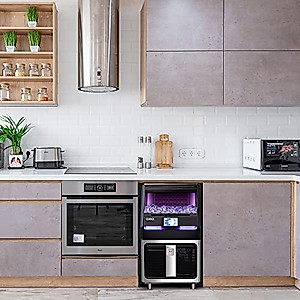 GSEICE Commercial Ice Maker Machine, Crescent Shaped Ice Cubes 280LBS/24H with 70 Pounds Storage Bin - 4.3 inch Touch Screen, Food-Grade Materials, 304 Stainless Steel Ice Making Machine