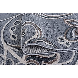 Garland Transitional Floral Gray Round Area Rug, 5' Round