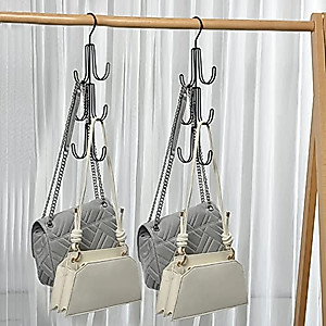 dineda 2PACK Purse Organizer for Closet Purse Hangers Bag Organizer Closet Bag Holder Handbag Storage Organizer Black