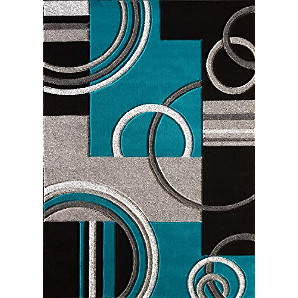 GLORY RUGS Area Rug Modern 5x7 Turquoise Soft Hand Carved Contemporary Floor Carpet with Premium Fluffy Texture for Indoor Living Dining Room and Bedroom Area