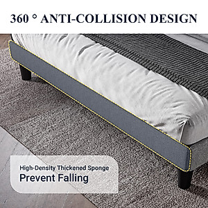 Allewie Full Size Bed Frame with Button Tufted Wingback Headboard, Modern Fabric Upholstered Platform Bed Frame with Strong Wood Slat Support, No Box Spring Needed, Easy Assembly, Light Grey