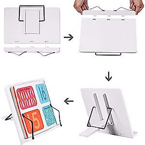 WROSWT Cookbook Stand, Foldable Large Book Reading Stand for Hands Free, Wood Recipe Cook Book Holder for Kitchen Counter,with 5 Adjustable Angles for Music Book,Textbook,Tablet,Ipad