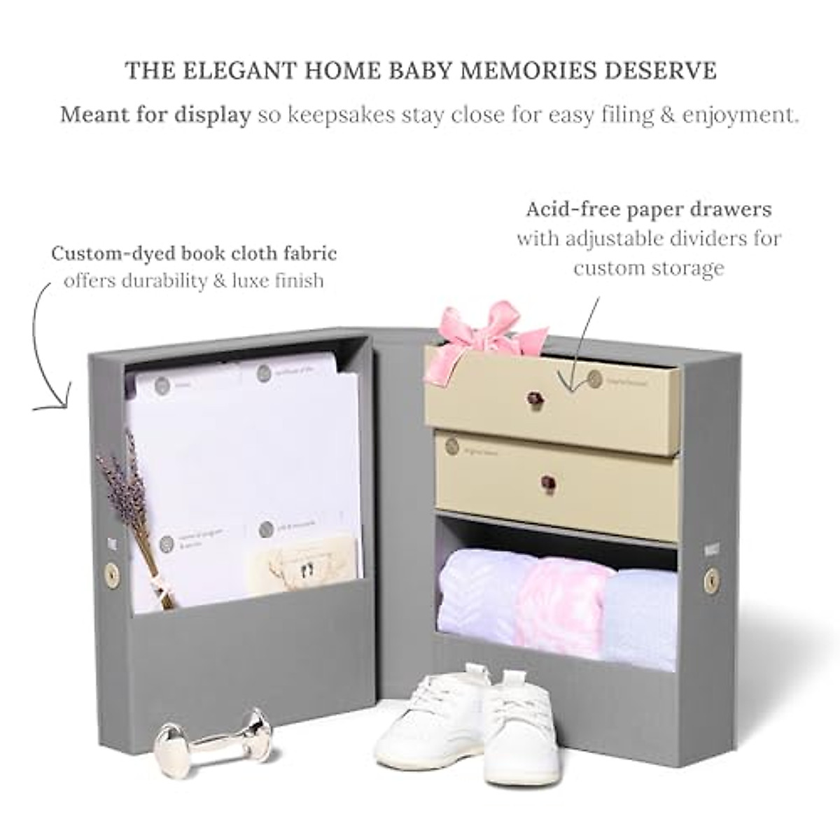 Savor | Baby Keepsake Organizer Box | The Original Fabric Acid-Free Modern Minimalist Gender-neutral Memory Box with Labels | For Pregnancy, Mother’s Day, Baby Shower, New Baby Girl Baby Boy Gifting