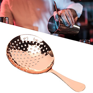 Bar Strainer, Cocktail Strainer Julep Strainer Slotted Spoon Stainless Steel Julep Strainer S Filter Multifunctional Bartender Ice Filter for Bars Pubs (Copper Plating)