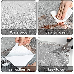 15.94x393.7 inches Kitchen Backsplash Wallpaper, Aluminum Foil Self Adhesive Oil-Proof Wall Sticker Peel and Stick Heat Resistant Contact Paper for Shelf Liner, Drawer Liner, Cabinet Liner