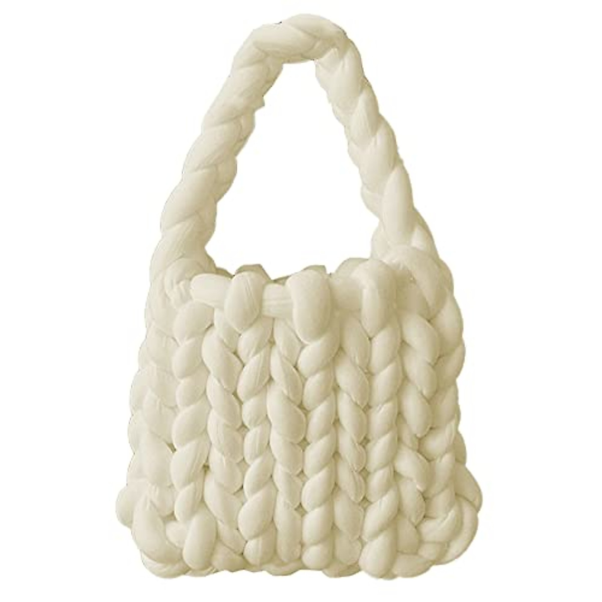 Women's Knit Clutch Bag Handmade Woven Knit Satchel Purse Handbag Shoulder Solid Color Bag