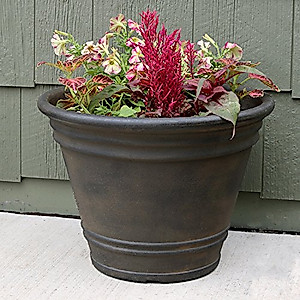 Sunnydaze Franklin Flower Pot Planter - Outdoor/Indoor Unbreakable Polyresin - UV-Resistant Sable Finish - Single - Large 20-Inch Diameter