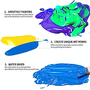 Acrylic Paint Set, Aen Art 16 Colors Painting Supplies for Canvas Wood Fabric Ceramic Crafts, Non Toxic&Rich Pigments for Beginners