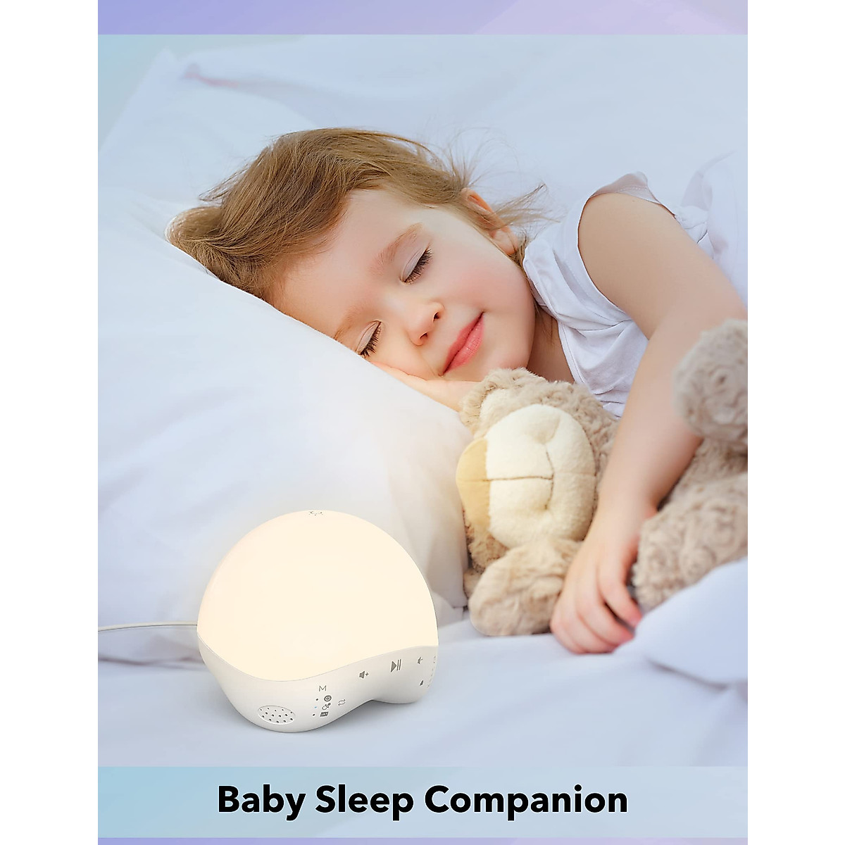 White Noise Sound Machine, Sound Machine with Warm Night Light, 25 Soothing Sounds, APP & Voice Control, Auto-Off Timer, White Noise Maker for Sleeping Baby Adults Kids, Gift for Father's Day